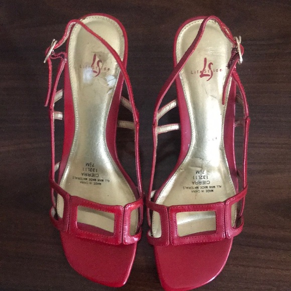 Lite Stride | Shoes | Lite Stride Red Strappy Sandel 325 Heel | Poshmark